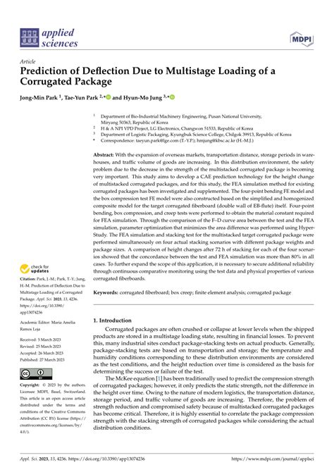 Pdf Prediction Of Deflection Due To Multistage Loading Of A Corrugated Package