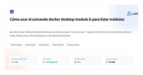 cómo listar módulos de docker desktop con el comando docker version labex