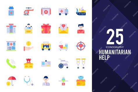 Premium Vector 25 Humanitarian Help Flat Icons Pack Vector Illustration