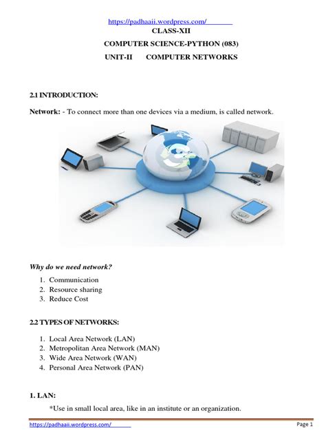 Class Xii Unit Ii Computer Networks Pdf Network Congestion Computer Network