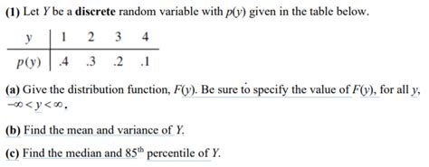 solved 1 let y be a discrete random variable with ply