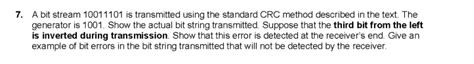 solved 7 a bit stream 10011101 is transmitted using the