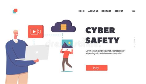 Cyber Safety Landing Page Template Personal Data Protection In Internet Computer And Account