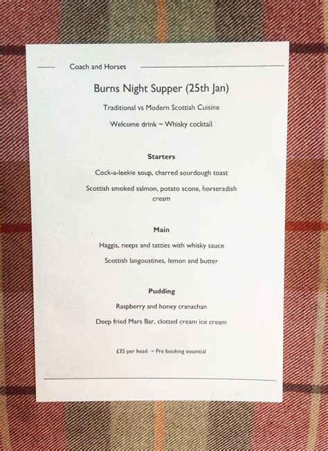 Burns Night Supper London Food And Drink Reviews Designmynight