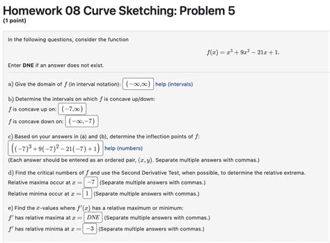 solved homework 08 curve sketching problem 5 1 point in