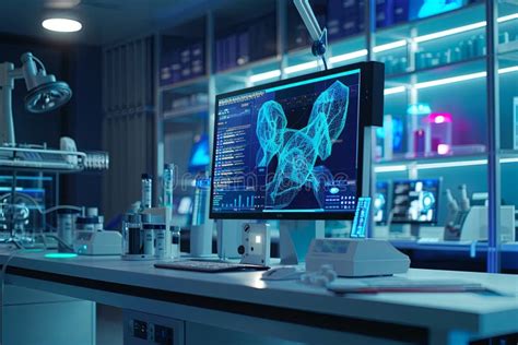 A Modern Medical Laboratory Workspace Featuring An Ai Powered Diagnostic Tool Analyzing Patient
