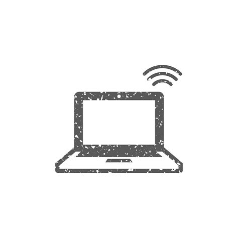 Premium Vector Laptop Icon In Grunge Texture Vector Illustration