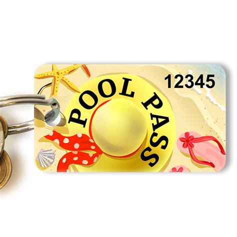 Pool Pass Tag With Hole Fun On The Beach Design Sku Tg 1363