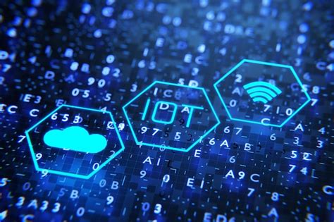 사물 Iot 개념 장치 및 네트워크 연결 개념 3d 렌더링의 인터넷 프리미엄 사진