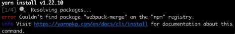 Error Couldnt Find Package Webpack Merge On The Npm Registry