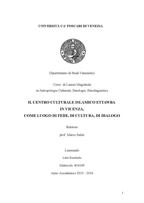 Tesi Di Laurea Magistrale In Antropologia Culturale Etnologia