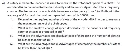Solved A A Rotary Incremental Encoder Is Used To Measure Chegg
