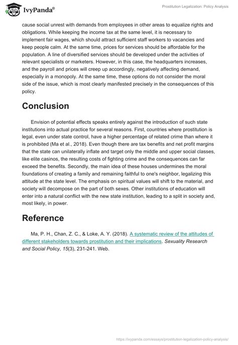 Prostitution Legalization Policy Analysis 592 Words Research Paper