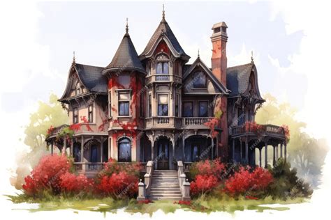 Premium Photo Beautiful Victorian Mansion Roof Generate Ai