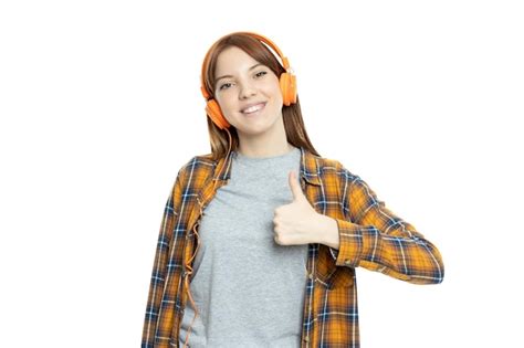 Free Photo Png Girl Listens To Music In Headphones Isolated On White