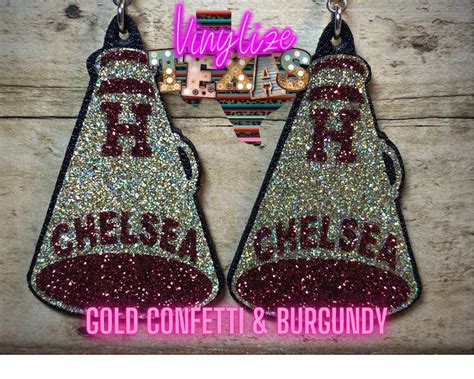 Custom Cheer Earrings Megaphone Earrings Etsy
