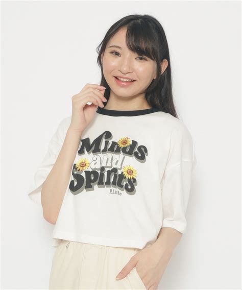 ひまわりプリント リンガーtシャツ（tシャツ） Pink Latte（ピンク ラテ） ワールド オンラインストア World
