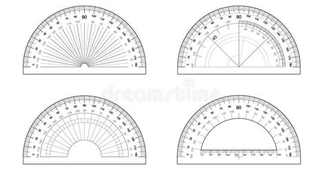 Protractor Ruler Isolated On The White Background Vector Template Of