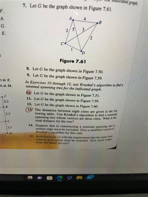 Solved 7 Let G Be The Graph Shown In Figure 7 61 Figure Chegg Com