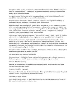 Descriptive And Inferential Statistics Docx