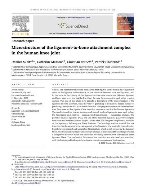 Pdf Microstructure Of The Ligament To Bone Attachment Complex In The