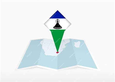 Lesoto é Representado Em Um Mapa De Papel Dobrado E Um Marcador De