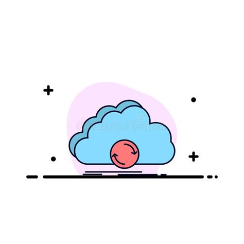 Cloud Syncing Sync Data Synchronization Flat Color Icon Vector Stock Vector Illustration