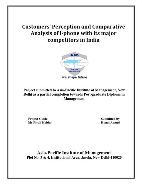 Customers Perception And Comparative Analysis Of I Phone With Its