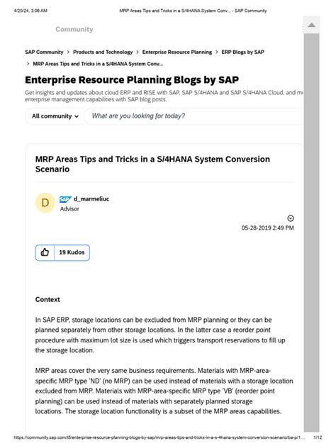 Mrp Areas Tips And Tricks In A S 4hana System Conv Pdf Enterprise