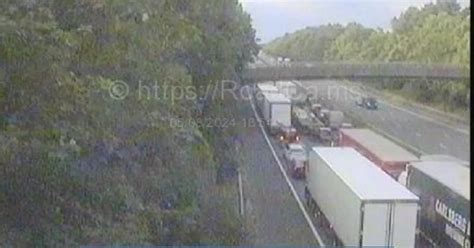 Traffic Stopped On M After Crash Between Junction And Junction