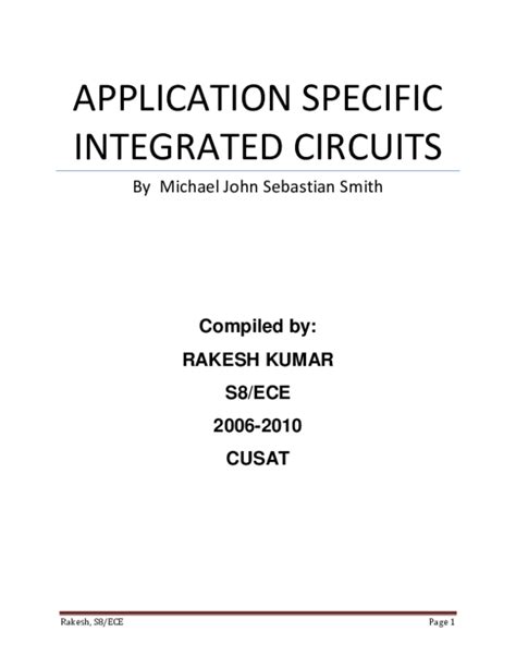 Pdf Application Specific Integrated Circuits