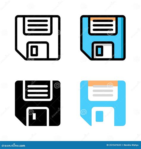 Diskette Icon Set Suitable For Save Button Symbol Stock Illustration