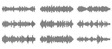 Set Of Wavy Vibrating And Pulsating Lines Podcast Sound Waves