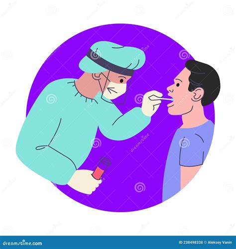 Medical Worker Taking A Throat Swab Vector Illustration Stock Vector
