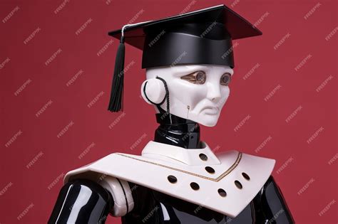 Premium Photo Robot Wearing A University Graduation Cap Ai Learning And Education Generative Ai