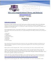 BUS 5113 OTB Written Assignment Unit 2 Docx BUS 5113 Organizational