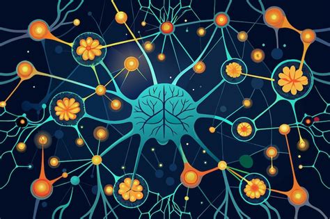 Illustration Of A Stylized Neuron With Multiple Branching Dendrites And