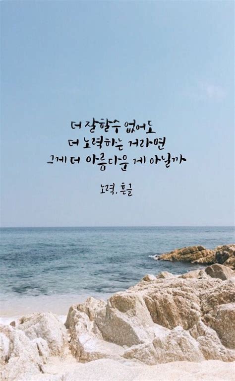 더 잘할 수 없어도 더 노력하는 거라면 그게 더 아름다운게 아닐까 노력 흔글 다이링캘리 좋은글 캘리글귀 삶의 교훈