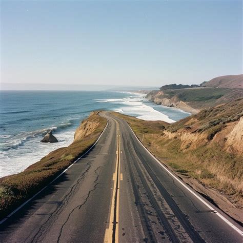 Road Trip Along The Coastal Highway Ocean Views And Adventure Premium