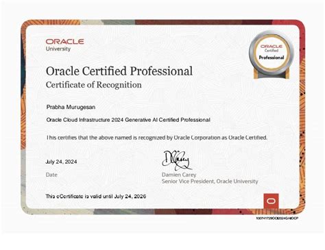 Prabha Murugesan On Linkedin Oraclecertified Genai Learningandgrowing