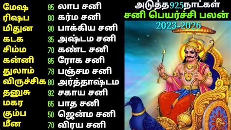 Sani Peyarchi 2023 To 2026 In Tamil சனி பெயர்ச்சி பலன்கள் 2023 To