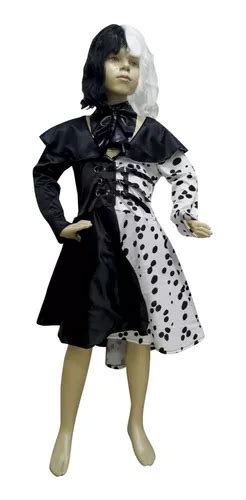 Disfraz De Cruella De Vil Para Niña Con Peluca 101 Dalmatas en venta en