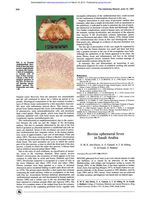Pdf Bovine Ephemeral Fever In Saudi Arabia