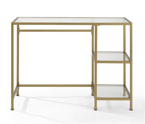 Abrienda Glass Top Metal Base Writing Desk Foter