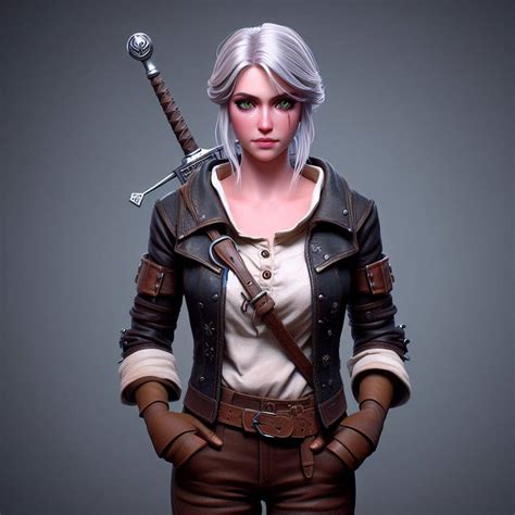 Full Body Portrait Ciri Witcher Ashen Hair Green By Hhowieleel On