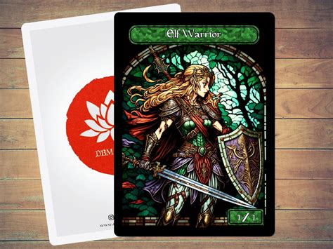 Elf Warrior Token Mtg Token Elf Token Stained Glass Art Token 5 Pack