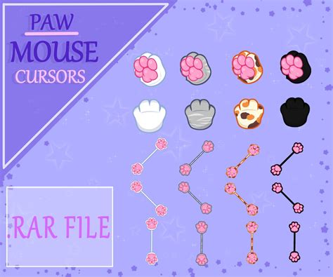 Cute Paw Cat Paw Furry Paw Mouse Cursor Pc Windows Desktop Rar And Cur Etsy