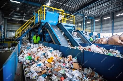 Premium Ai Image Waste Sorting Plant Many Different Conveyors And