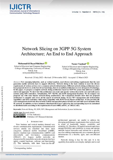 Pdf Network Slicing On 3gpp 5g System Architecture An End To End