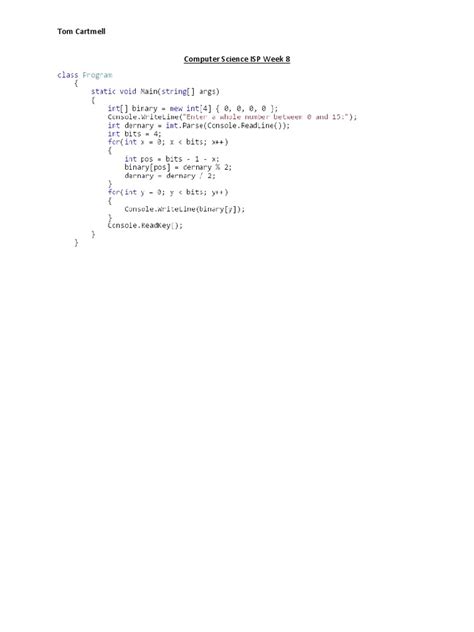 Computer Science Isp Week 8 Pdf